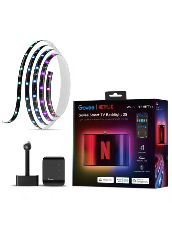 Govee TV Backlight 3 Lite RGBICW with Camera & Fish-Eye Correction for ...